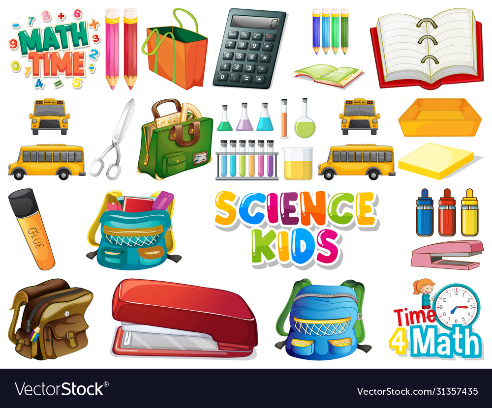 Set school objects Royalty Free Vector Image - VectorStock Set school objects Royalty Free Vector Image - VectorStock