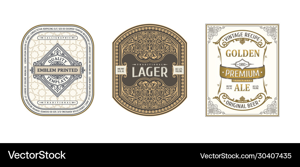 Set vintage frames for labels gold stickers Vector Image
