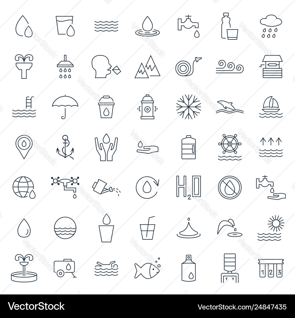 Water icon set in thin line style symbol Vector Image
