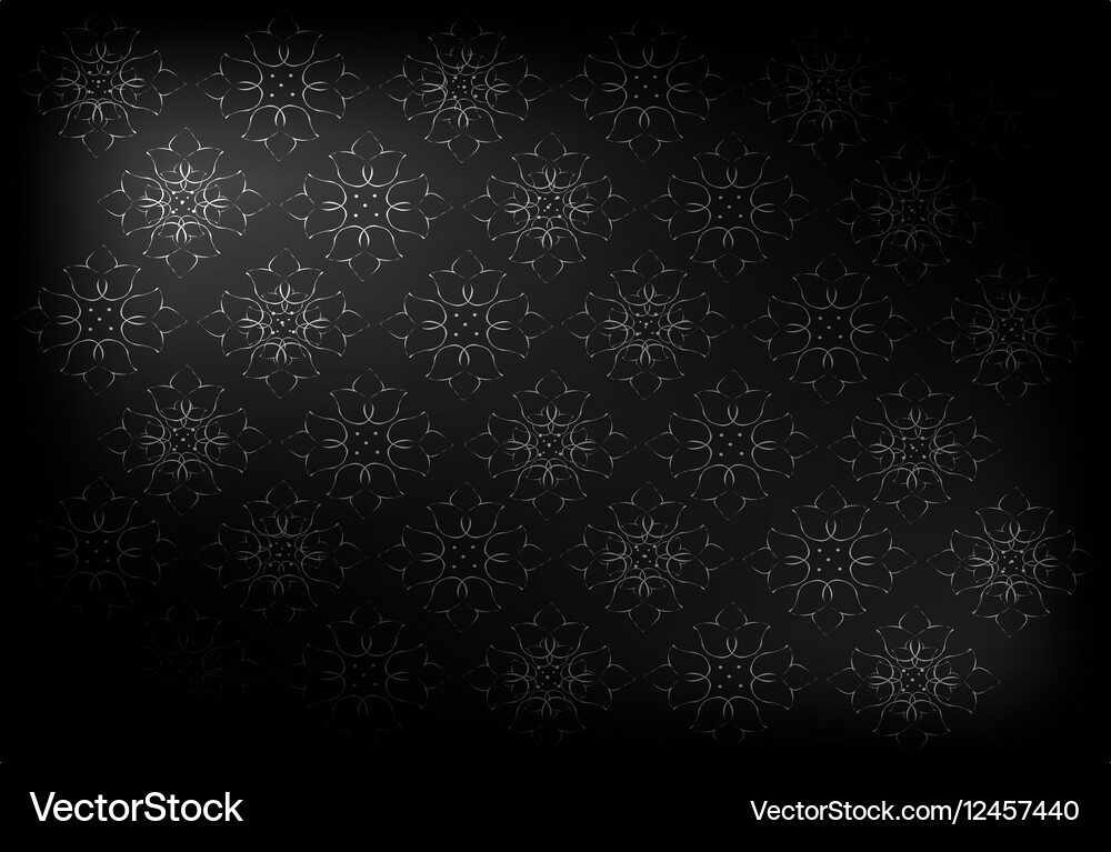 Black vintage wallpaper with flower pattern Vector Image