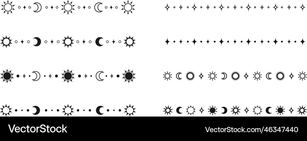 Celestial mystic separator set with sun stars Vector Image
