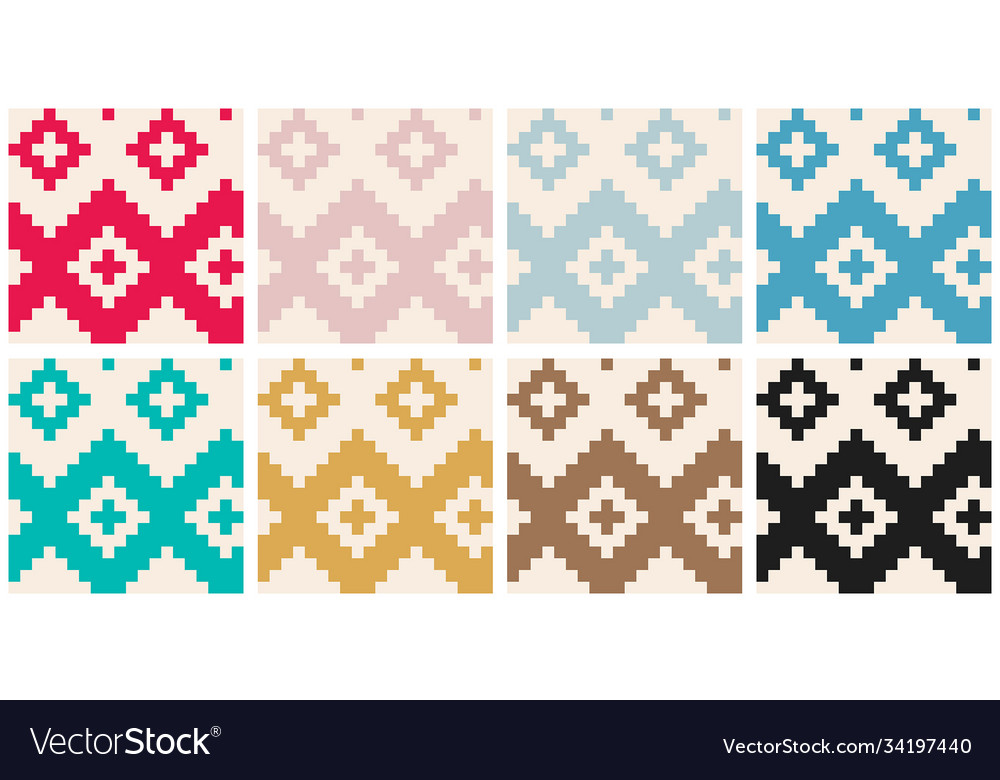Ethno pattern collection seamless repeat Vector Image