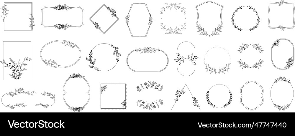 Floral frames minimalist shapes border designs Vector Image