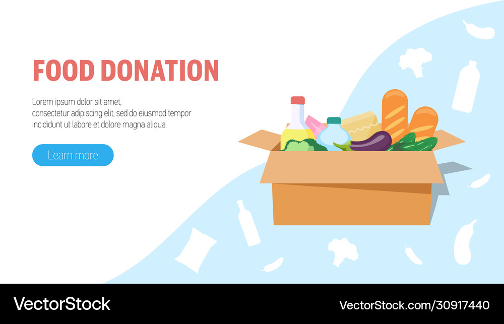 Food donation concept big box Royalty Free Vector Image