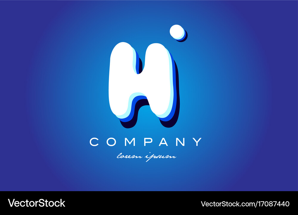 H blue white 3d letter alphabet icon design Vector Image
