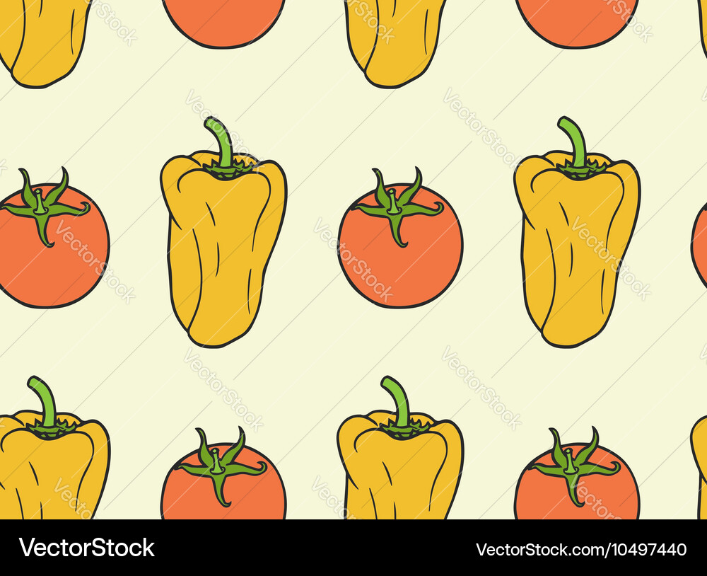 Seamless pattern vegan food - tomato bell pepper Vector Image