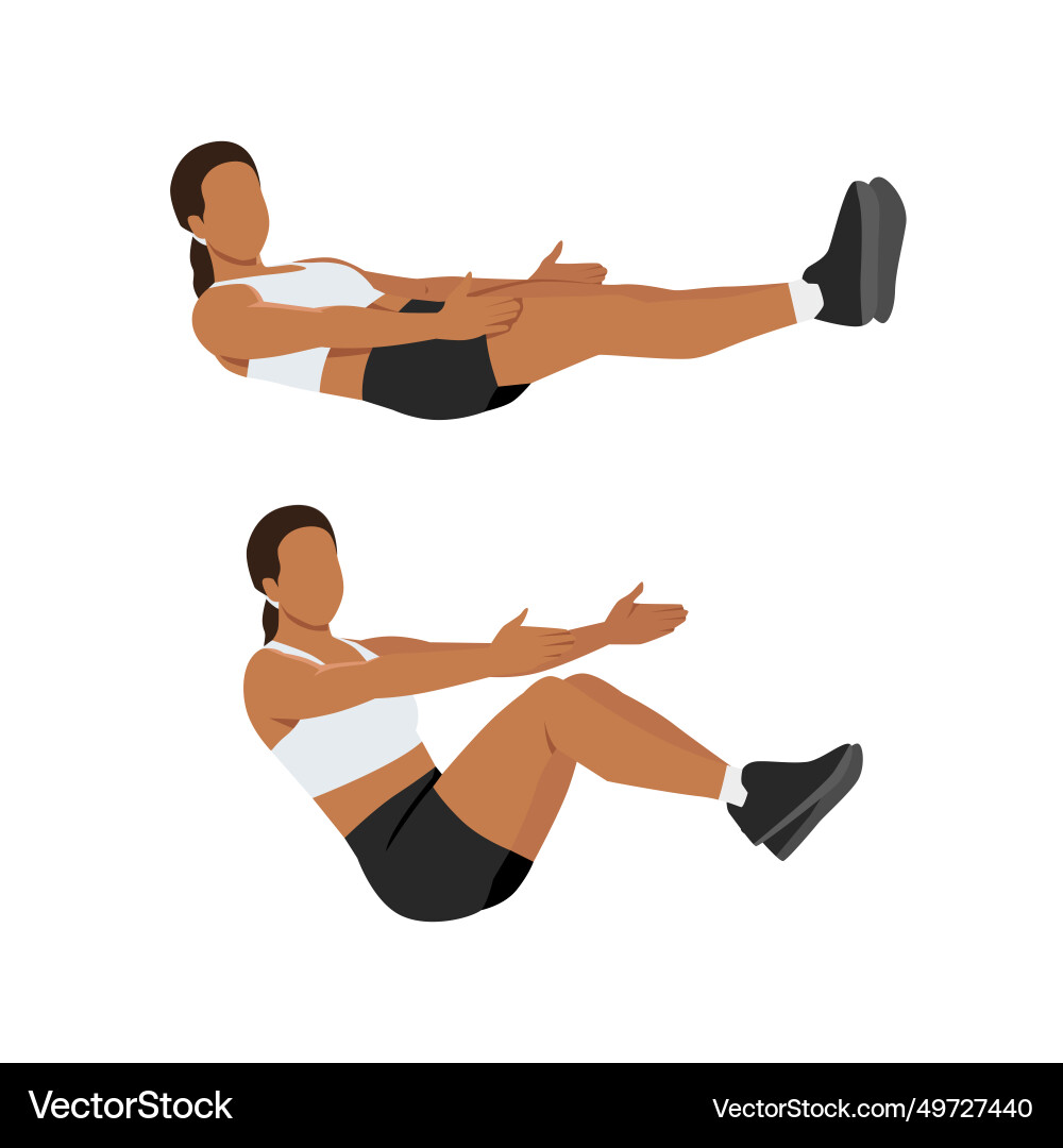 Woman doing the suitcase sit up exercise Vector Image