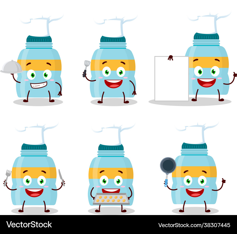 Cartoon character drink bottle with various Vector Image