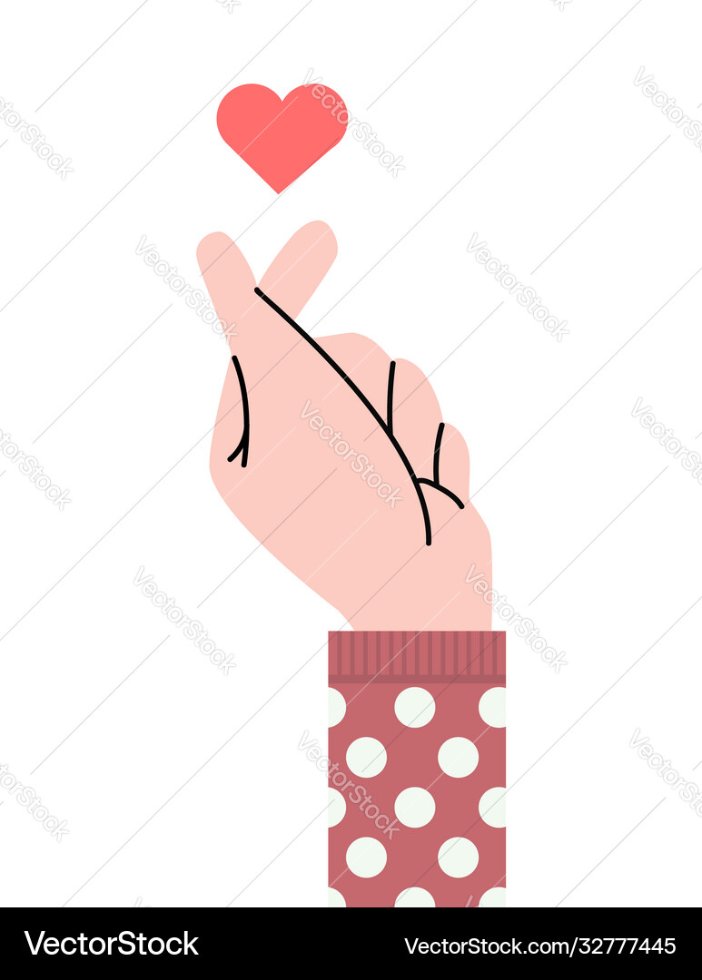 Hand with sign mini-heart finger Royalty Free Vector Image