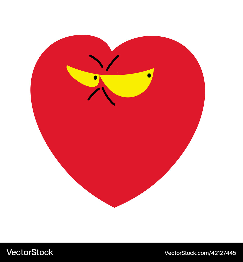 Heart with eyes character suspicious Royalty Free Vector