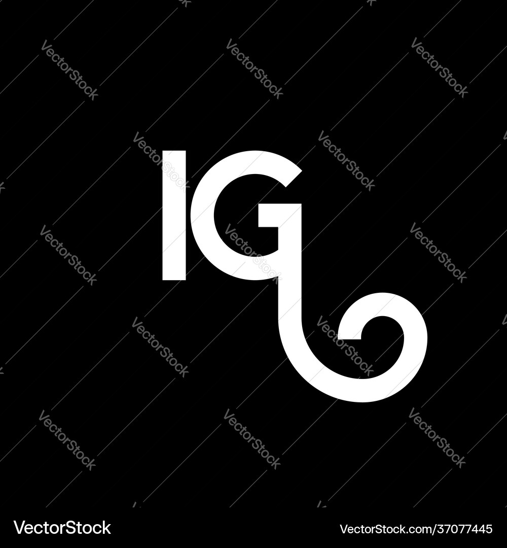 Ig letter logo design on black background Vector Image