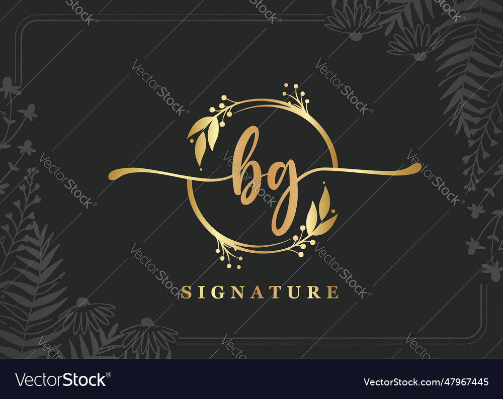 Luxury gold signature initial bg logo design Vector Image