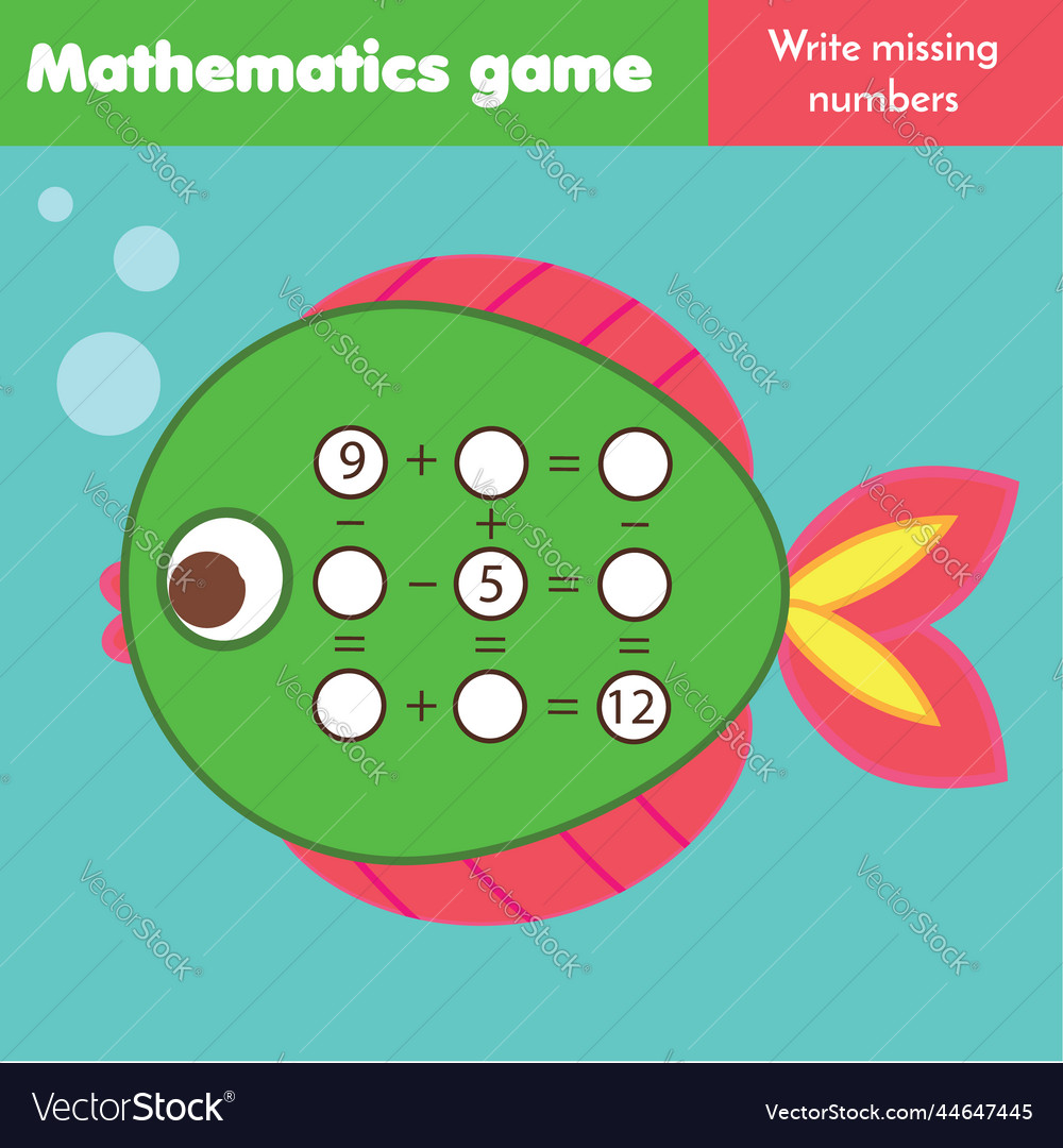 Mathematics educational game for children math Vector Image
