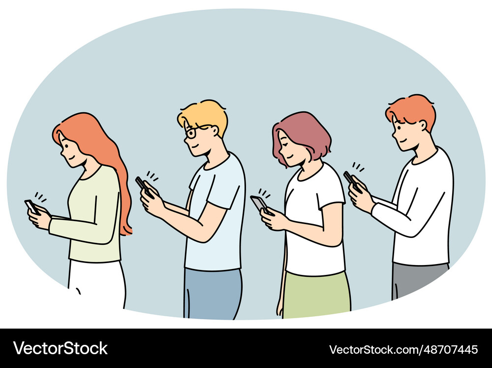 People addicted to cellphones Royalty Free Vector Image