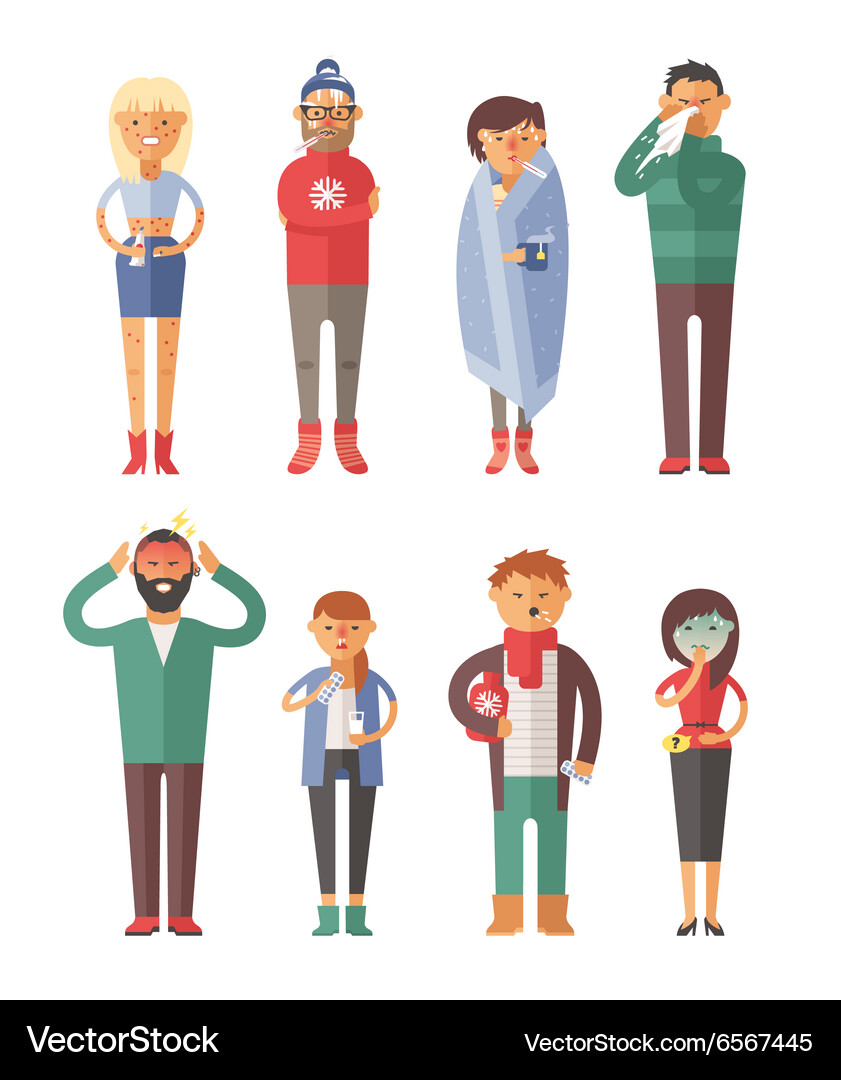 People ill seasonal virus Royalty Free Vector Image