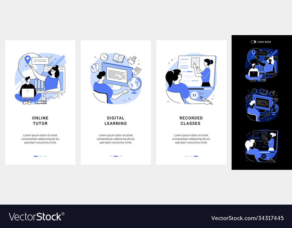 Personal learning mobile app ui kit Royalty Free Vector