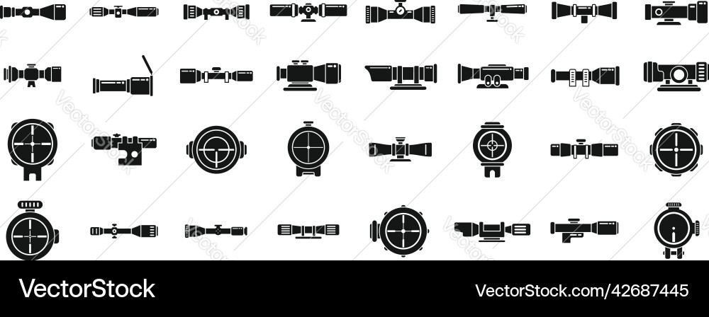 Telescopic sight icons set simple sniper Vector Image