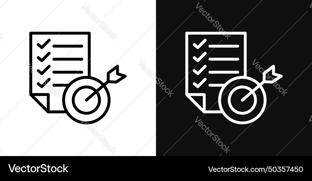 Accomplished goals and objectives icon set focus Vector Image