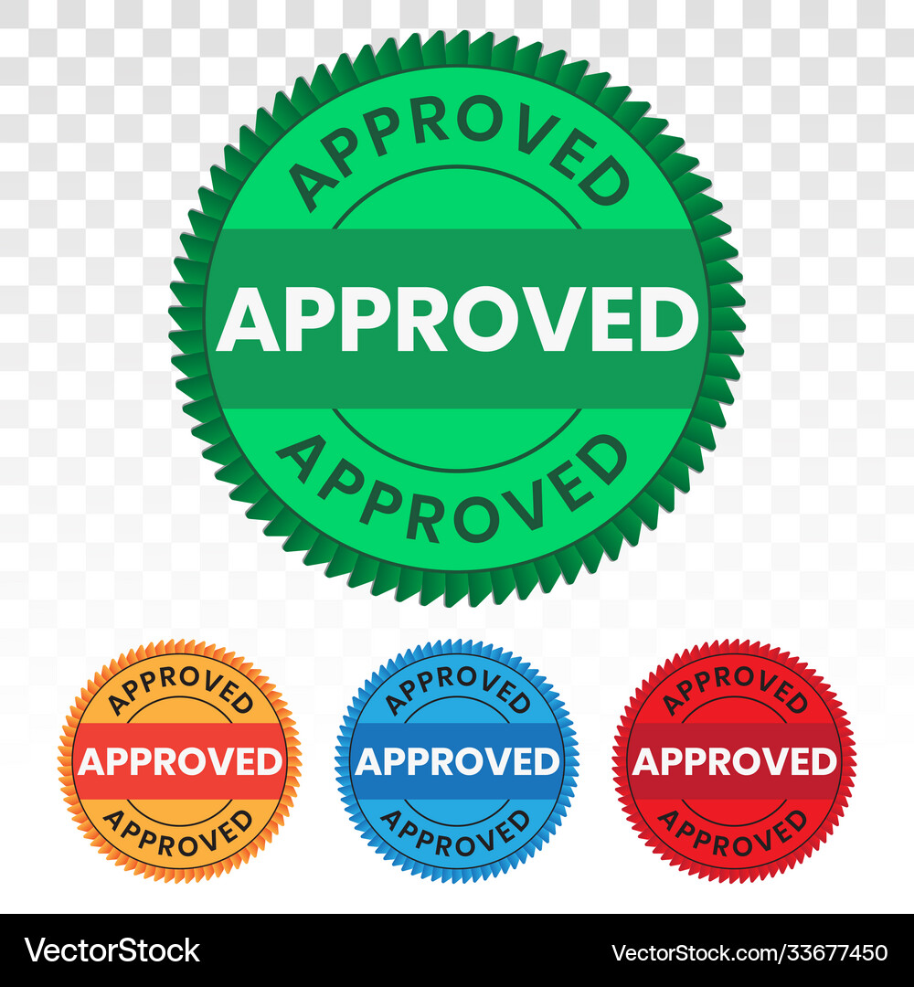Approved seal stamp on a transparent background Vector Image