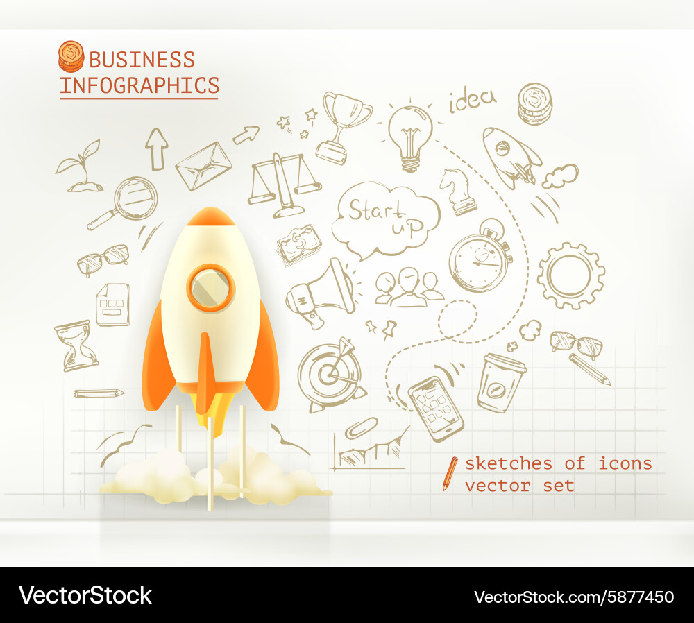 Business infographics start up set Royalty Free Vector Image