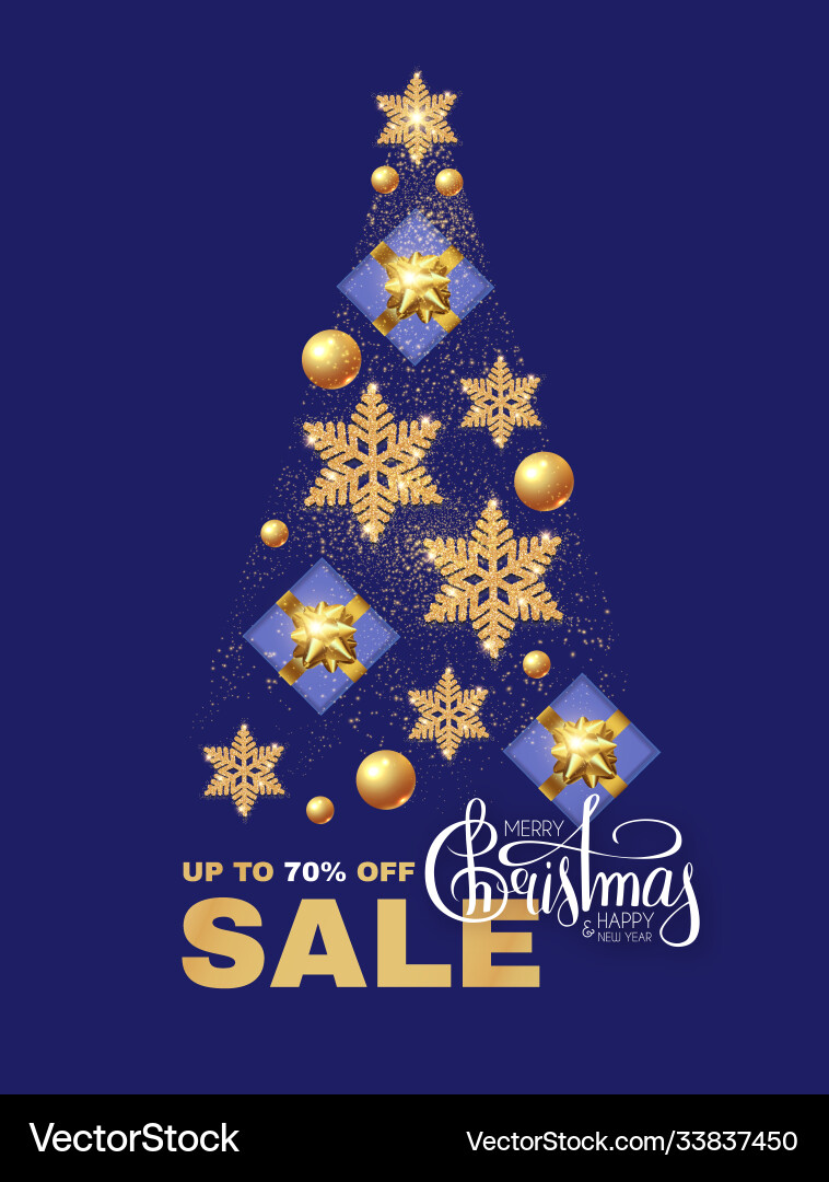Christmas tree sale design template Royalty Free Vector