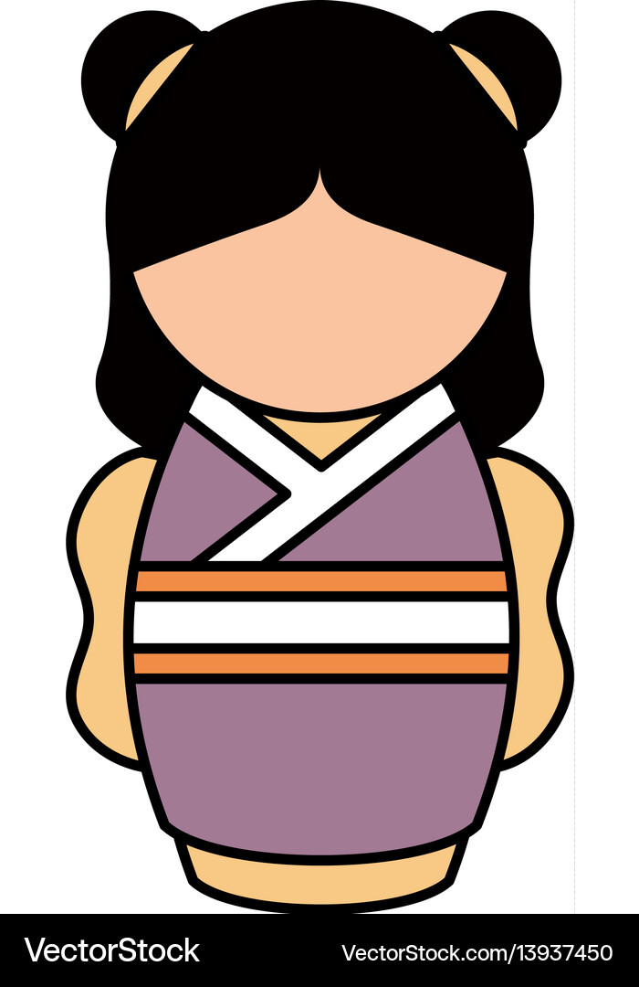 Cute japanese doll icon Royalty Free Vector Image