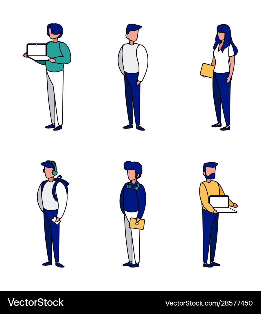 Isolated set businesspeople and students Vector Image
