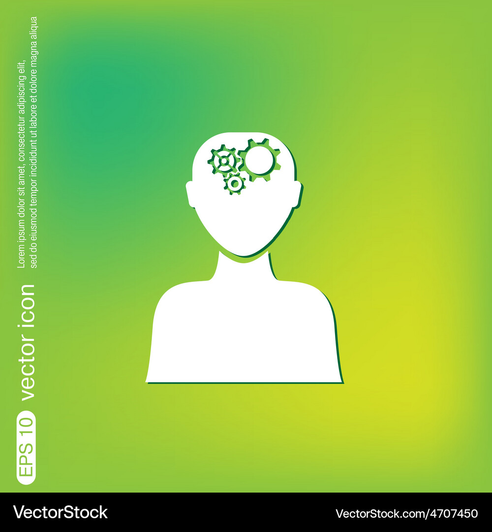 Man thinks the gears in head Royalty Free Vector Image