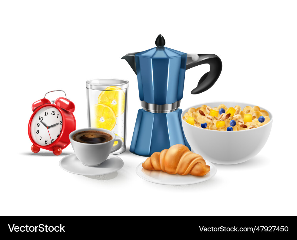 Morning food realistic composition Royalty Free Vector Image