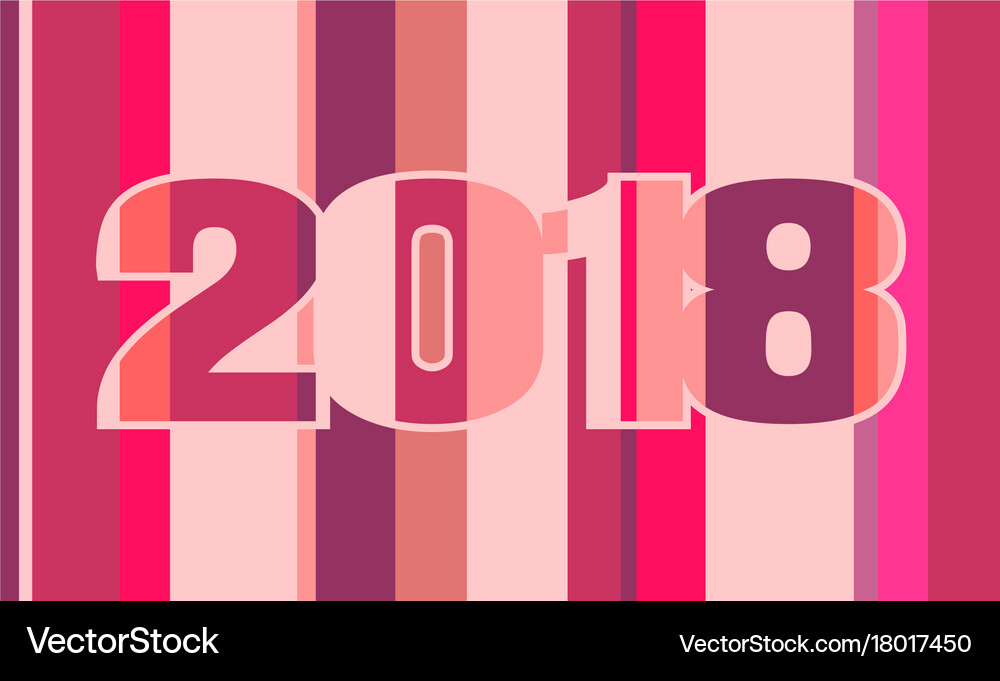 New 2018 year number on striped backdrop Vector Image