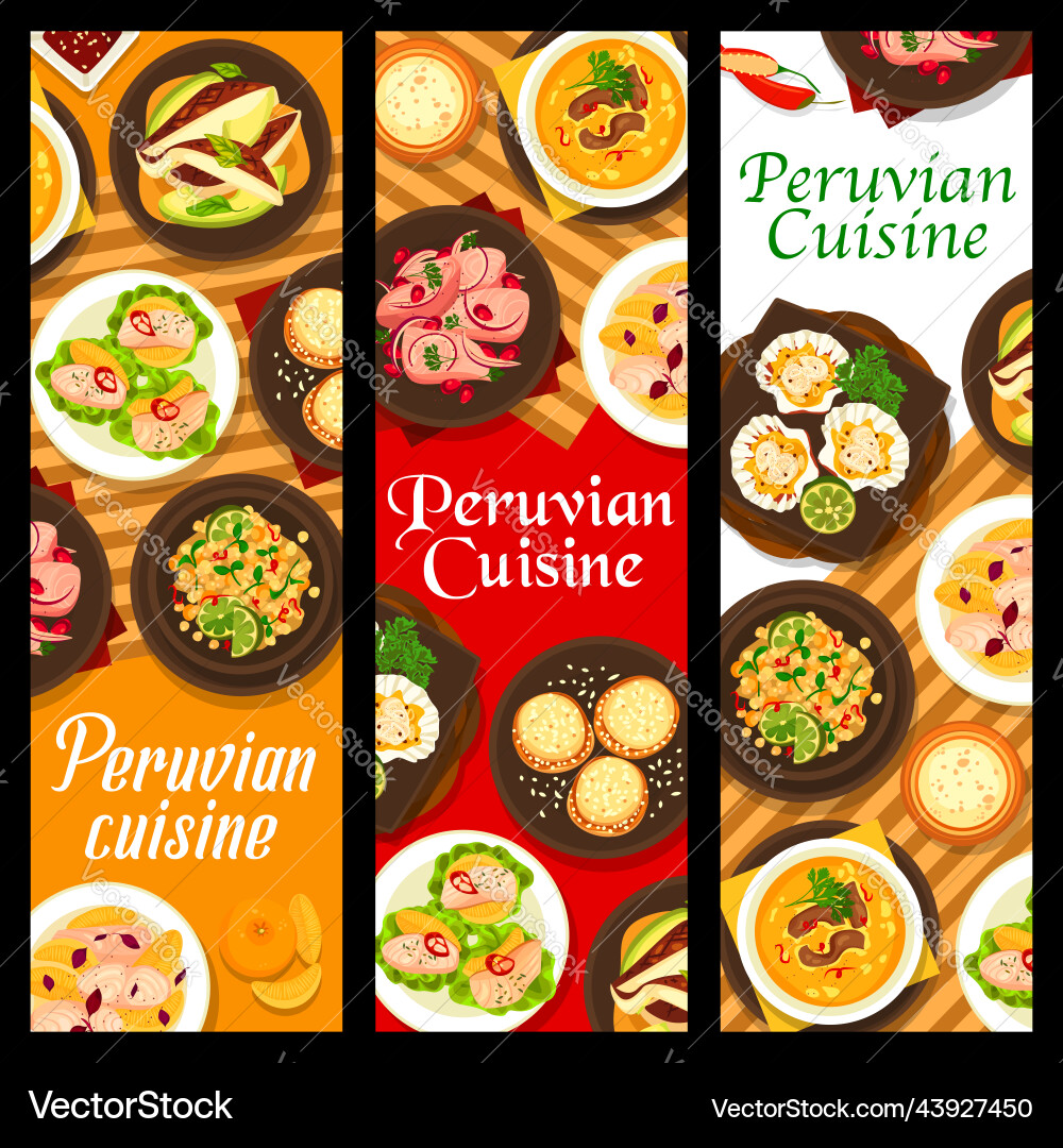 Peruvian cuisine restaurant meals vertical banners