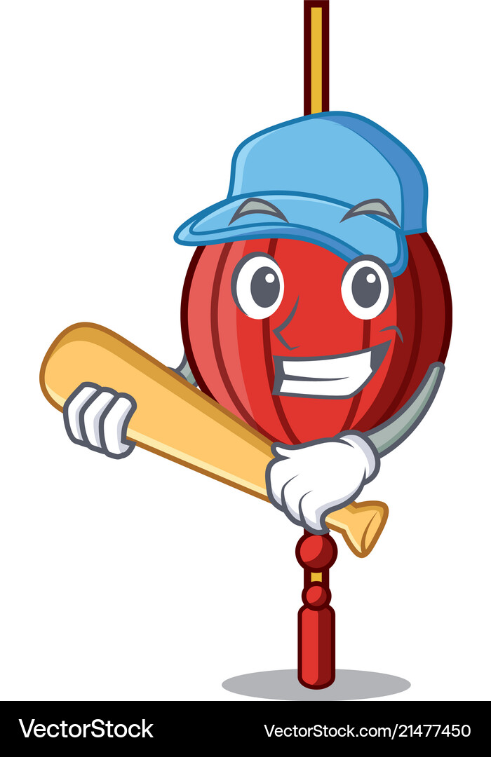 Playing baseball chinese lantern character cartoon