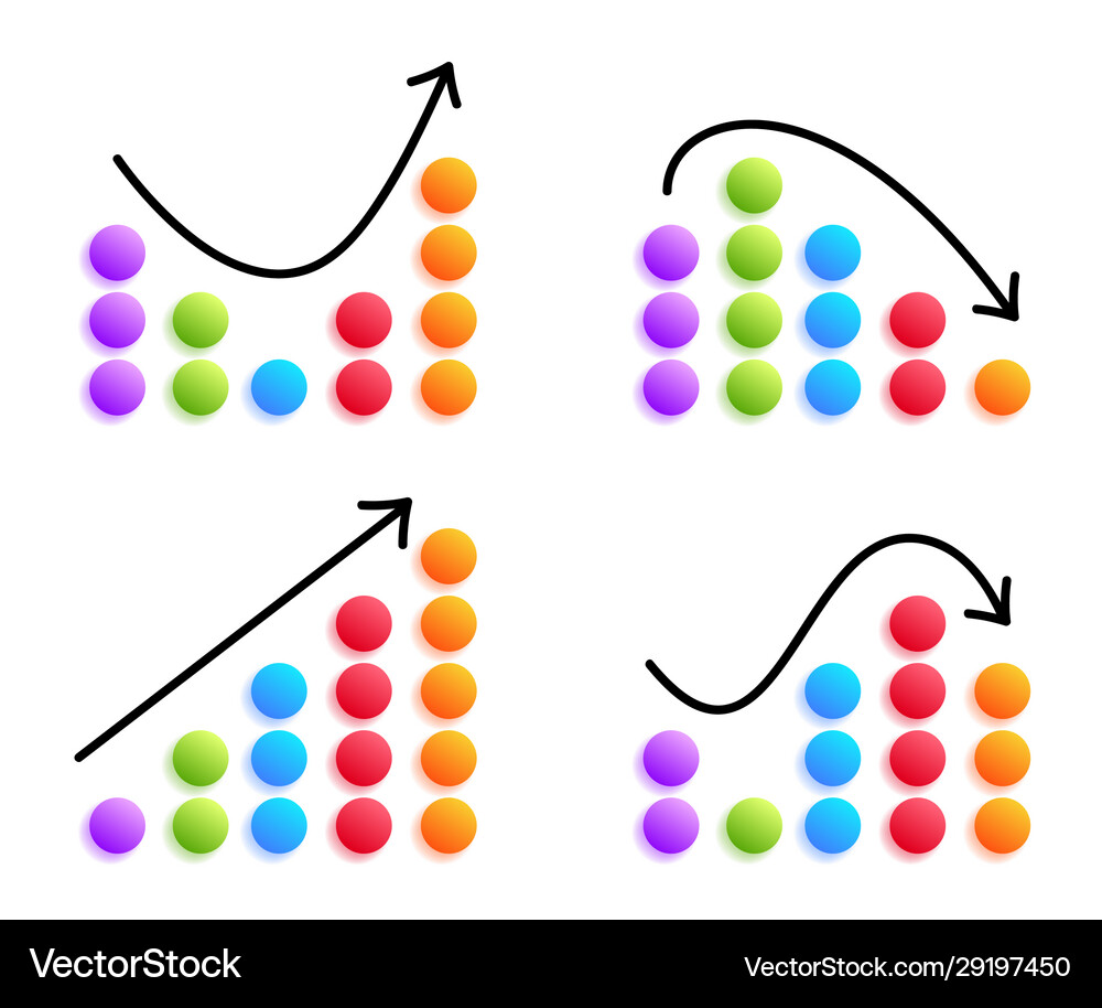 Recession and growth chart set business data Vector Image