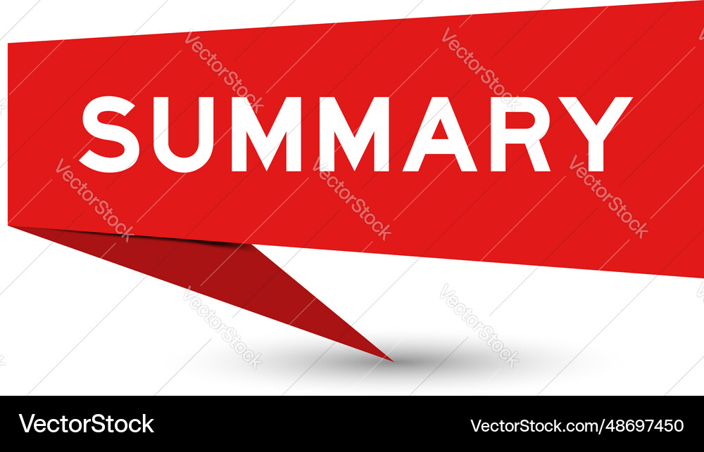 Red color speech banner with word summary Vector Image