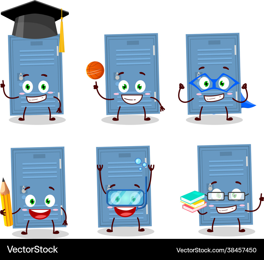 School student locker cartoon character Royalty Free Vector