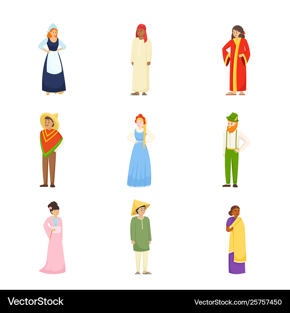 Set different people character in national Vector Image