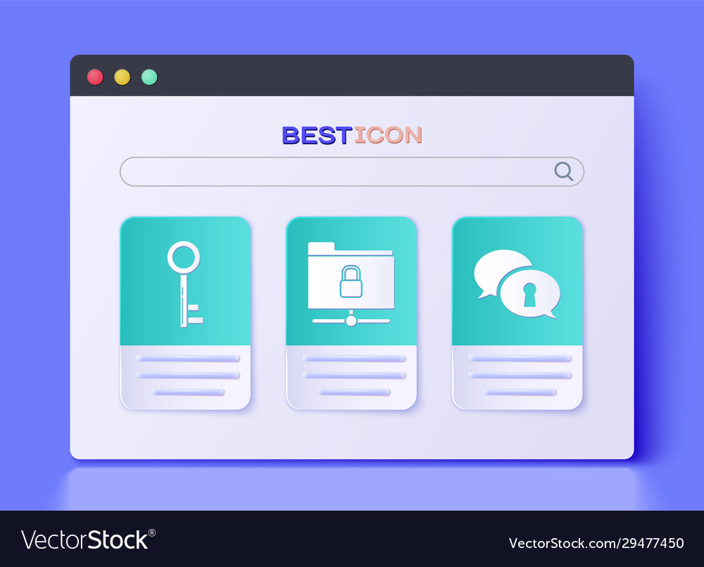 Set Ftp Folder And Lock Key And Protection Vector Image
