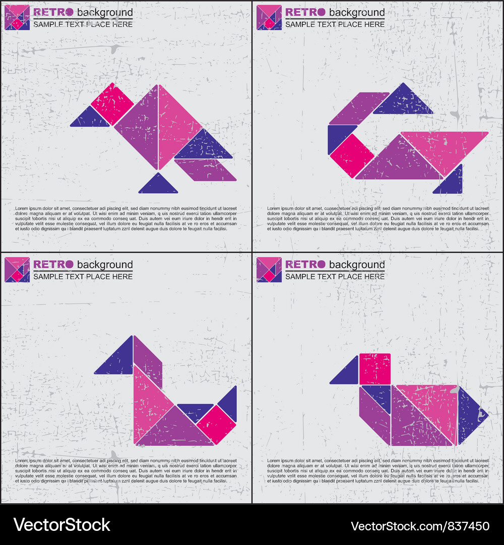 Set of tangram birds Royalty Free Vector Image