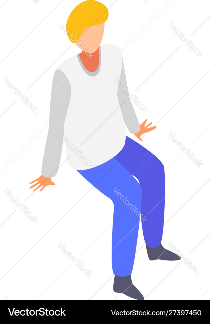 Woman sit down icon isometric style Royalty Free Vector