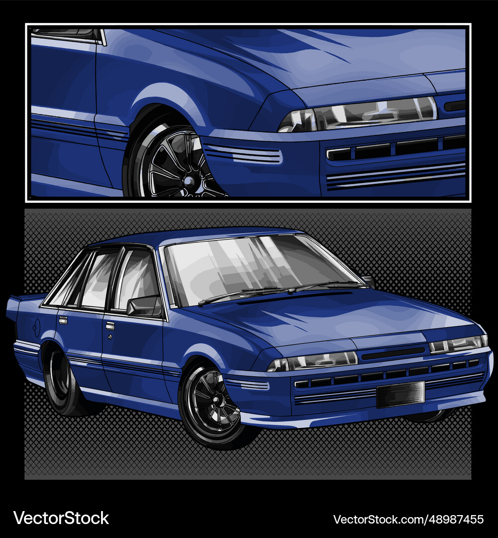 Blue drag racing car with black strip Royalty Free Vector