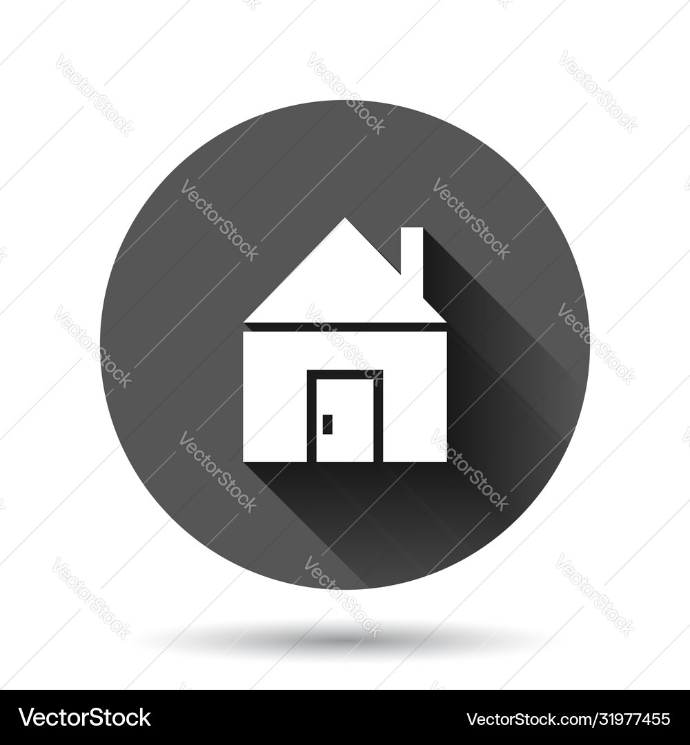 Building icon in flat style home on black round Vector Image