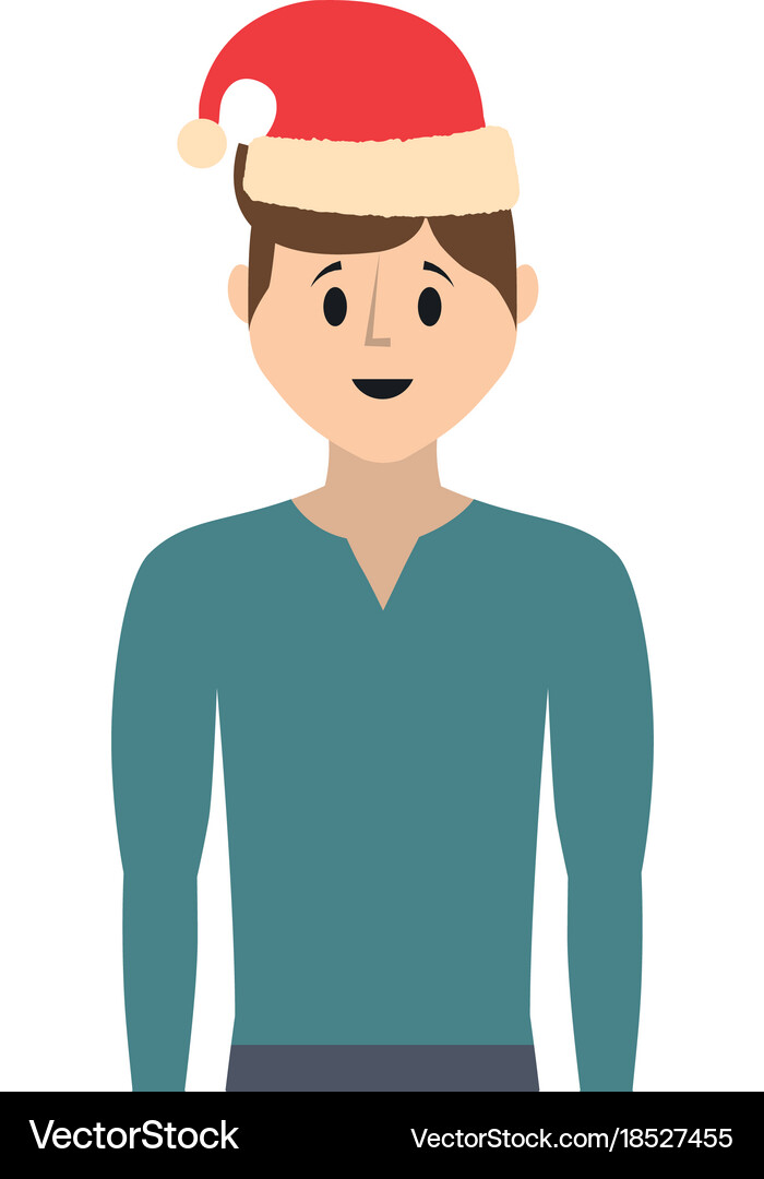 Cartoon man with christmas hat icon Royalty Free Vector