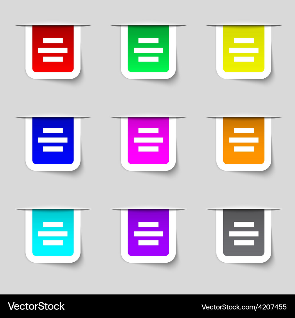 Center alignment icon sign set of multicolored Vector Image