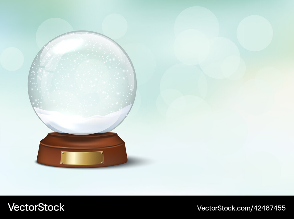 Glass snow globe with snow on blurred winter Vector Image