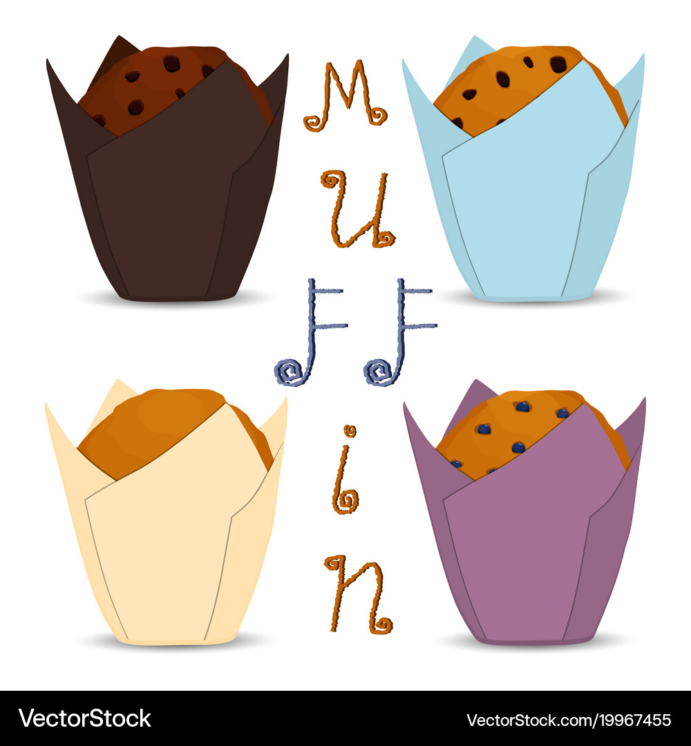 Icon logo for set homemade muffin Royalty Free Vector Image