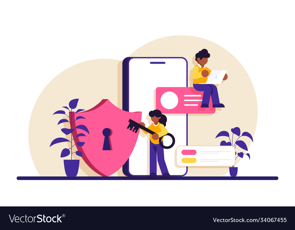 Mobile Security Concept Cyber Or Web Security Vector Image