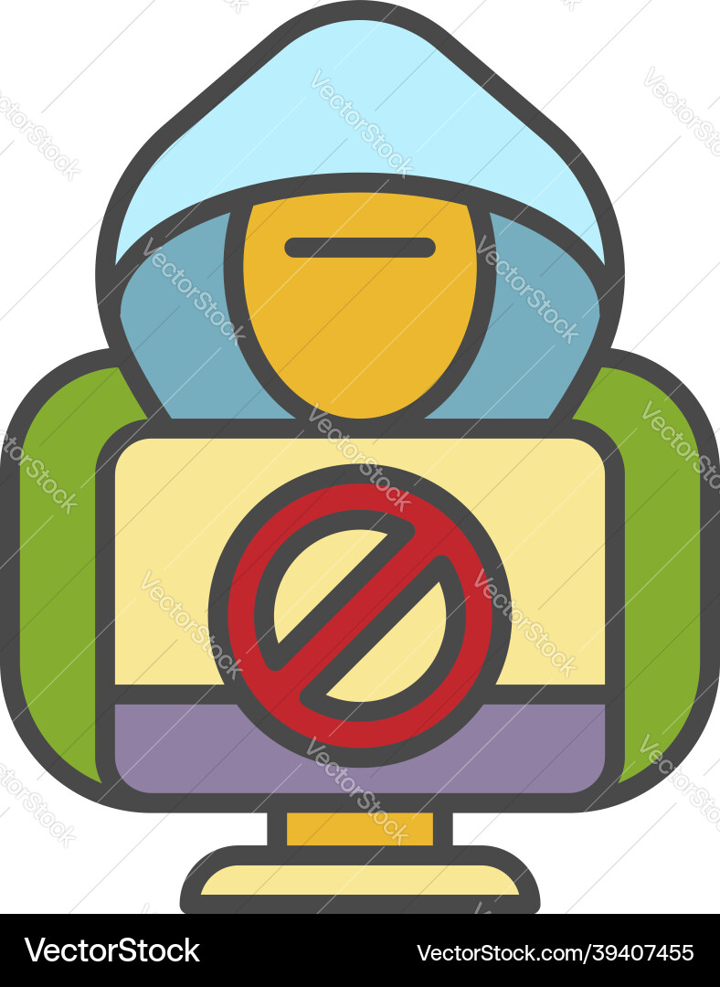 No hacker activity icon color outline Royalty Free Vector