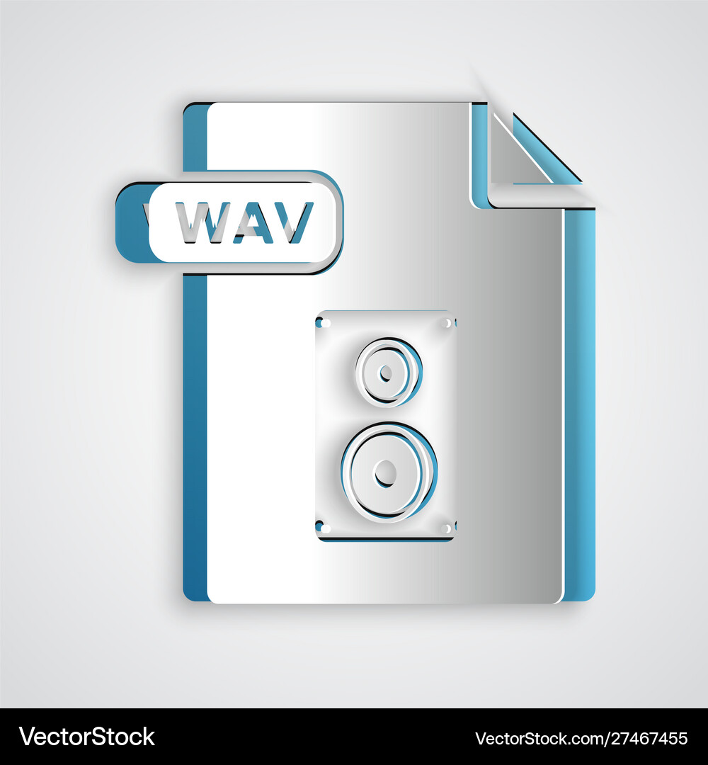 Paper cut wav file document download wav button Vector Image