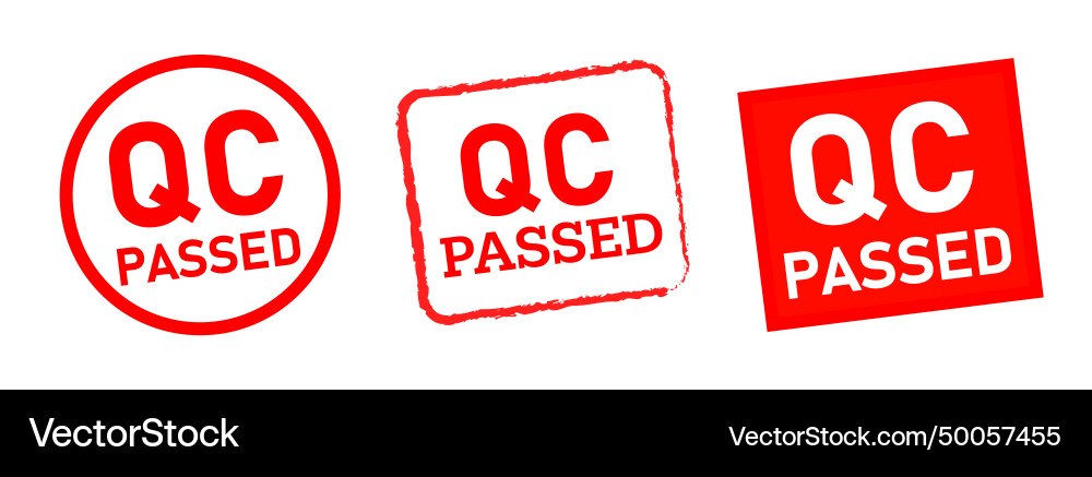 Qc passed quality control stamp emblem red color Vector Image