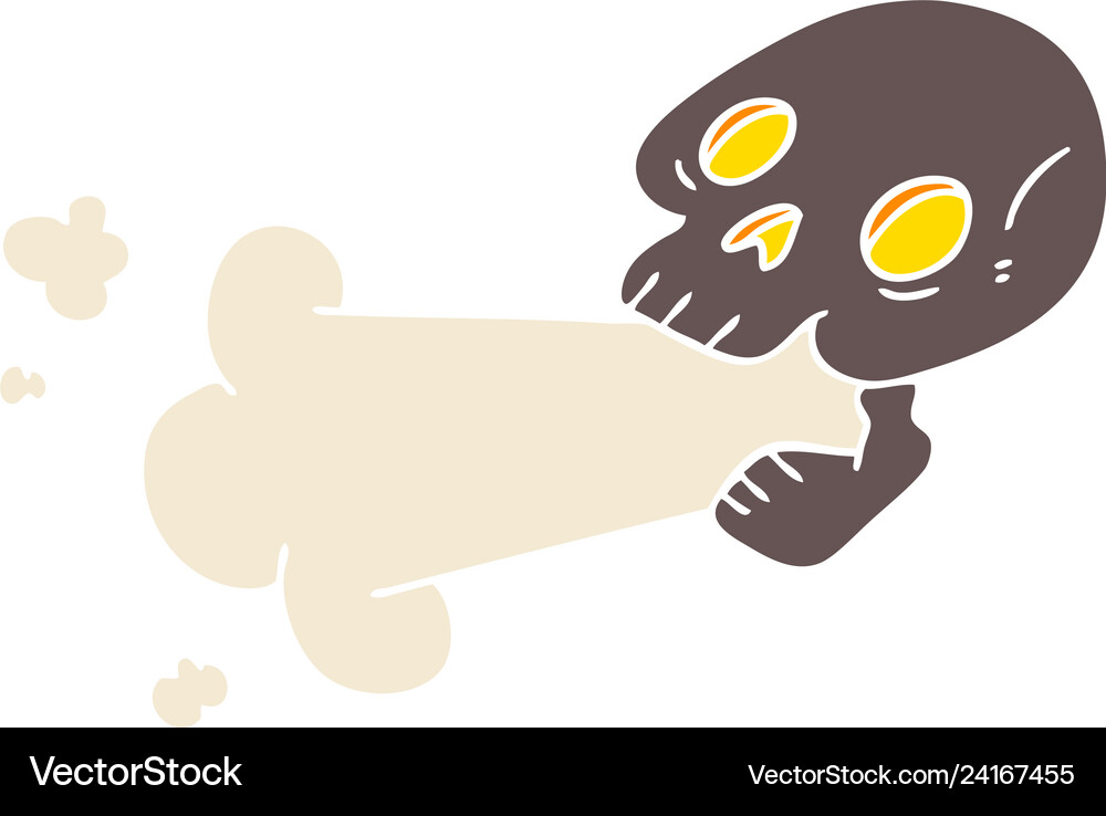 Quirky hand drawn cartoon skull Royalty Free Vector Image